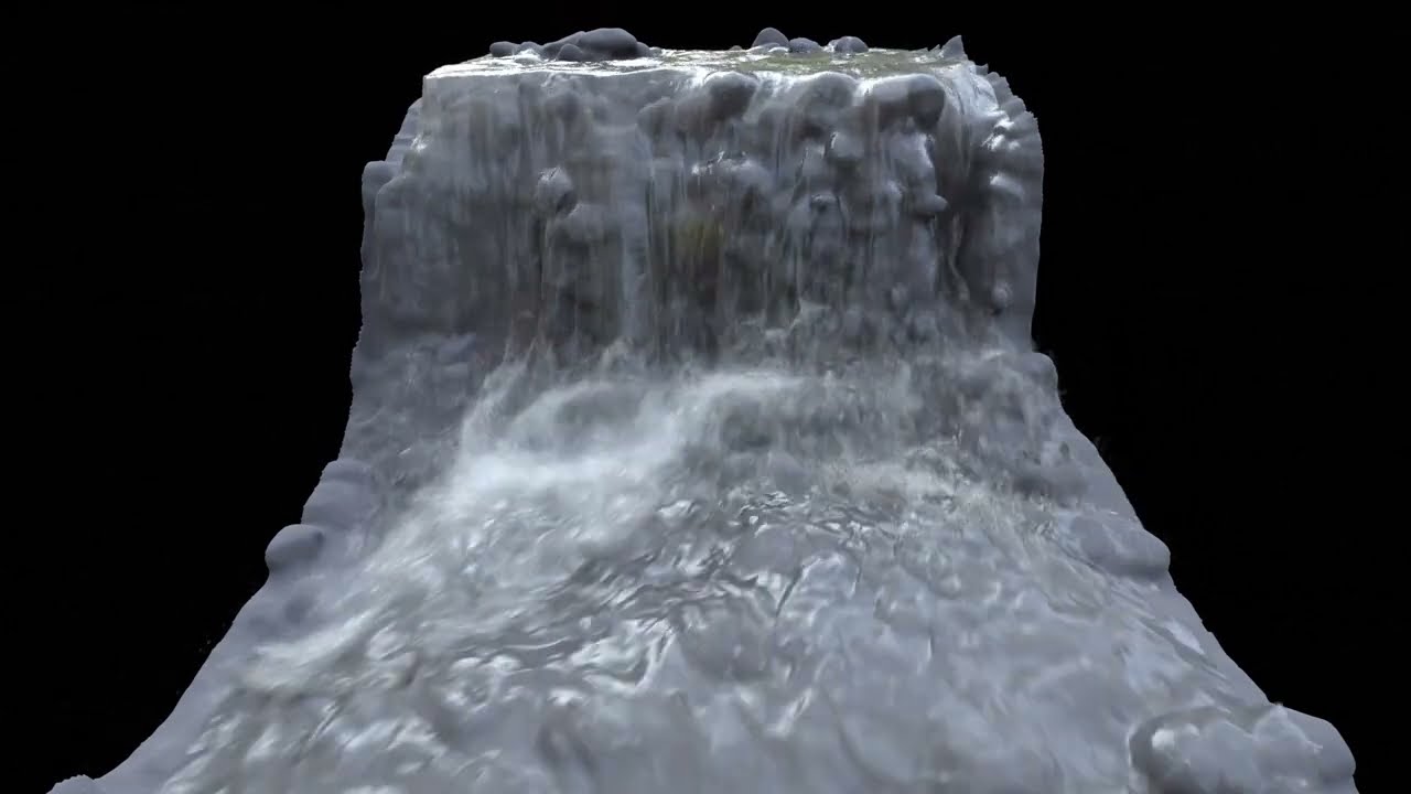 Final waterfall render with whitewater and vdb simulation. - YouTube