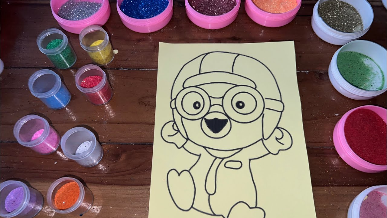 Colored sand painting HAPPY PORORO-Learn colors~SAND PAINTING COLOR~ 모래 ...