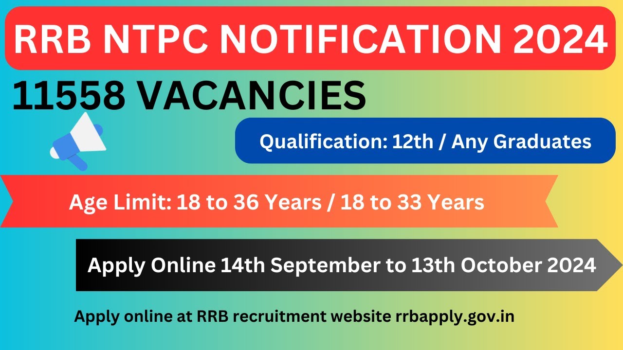 RRB NTPC Recruitment Notification 2024 for 11558 Vacancies #advayainfo ...