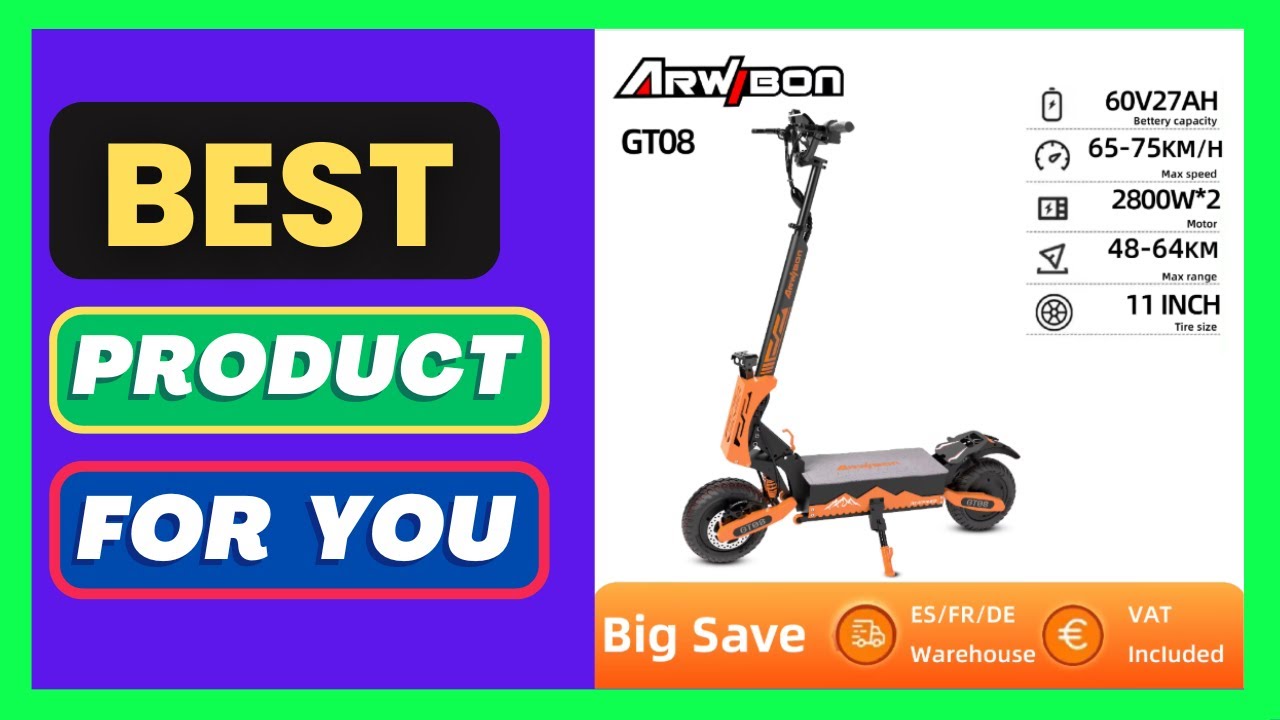 ARWIBON GT08 Electric Scooter For Adult 5600W Motor 60V 27AH E-Scooter ...