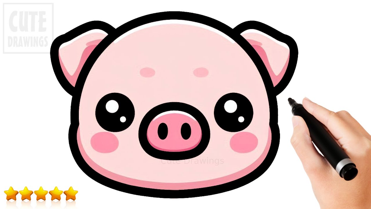 How To Draw A Pig Face (Easy and Cute) - YouTube