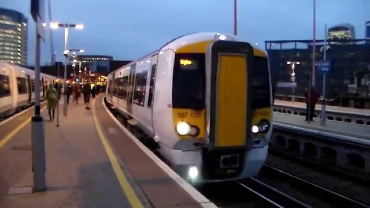 Thameslink Class 387, 387105 & 387106, 1T41 departing London Bridge ...