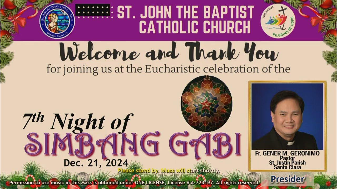 Simbang Gabi | 7th Night | Dec. 21, 2024 - YouTube