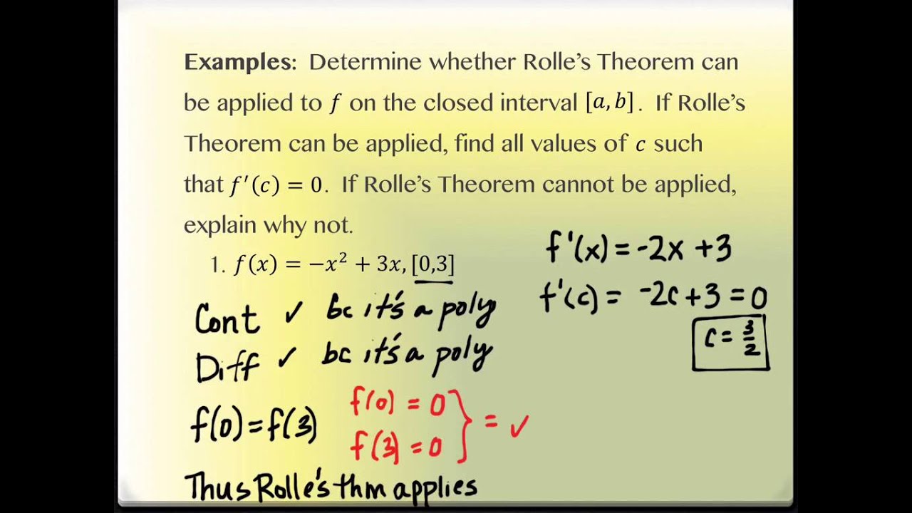 3 2 Rolle s Theorem And The Mean Value Theorem YouTube 3 2 Rolle s Theorem And The Mean Value Theorem YouTube