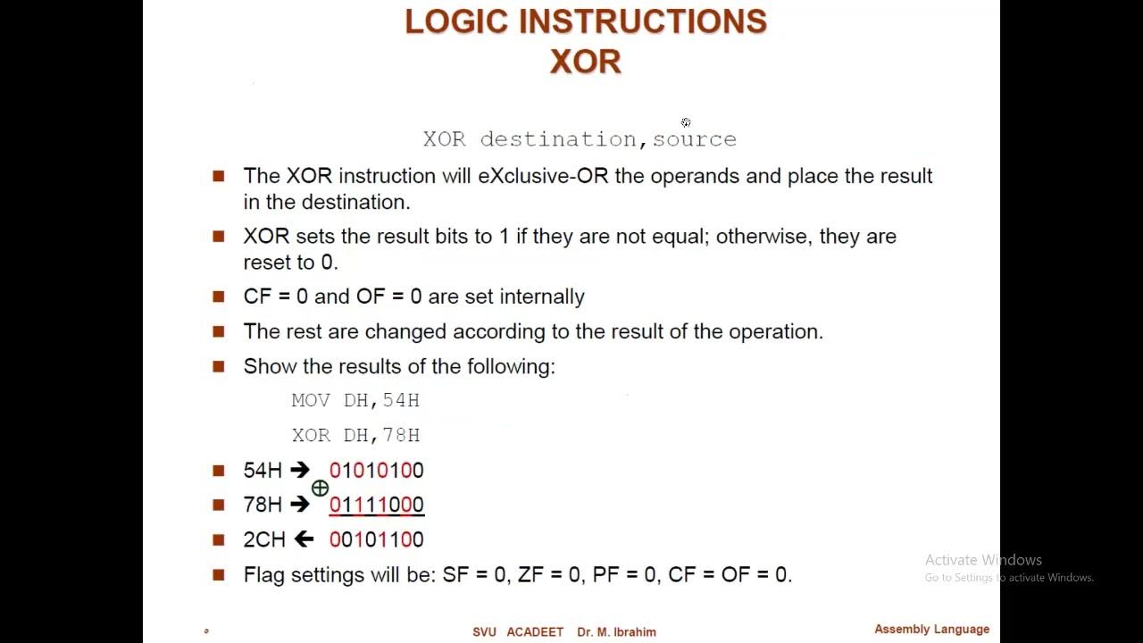 8086 Lecture 8 Logic Instructions - YouTube