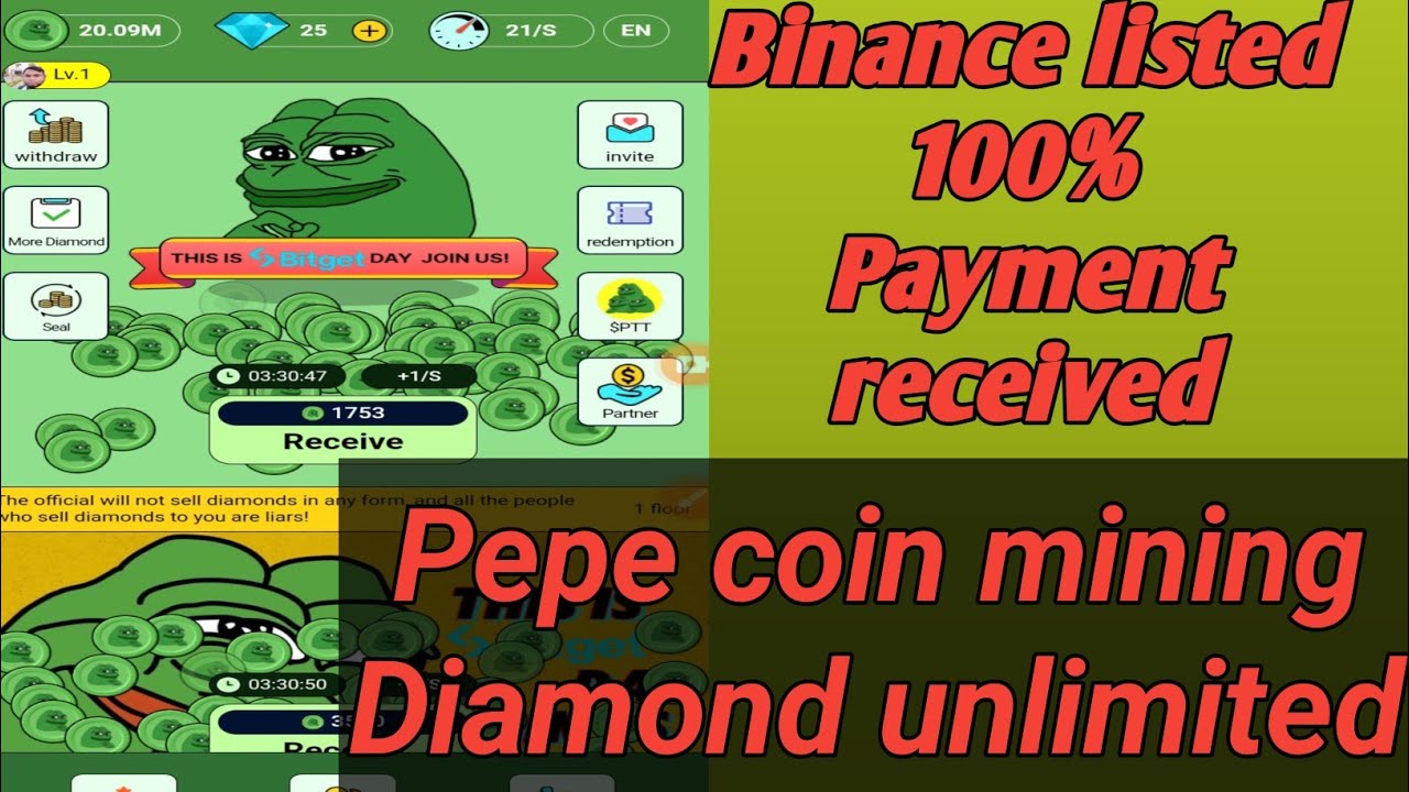 Pepe coin mining এ withdraw | Unlimited Diamond নিনজা টেকনিক Binance ...