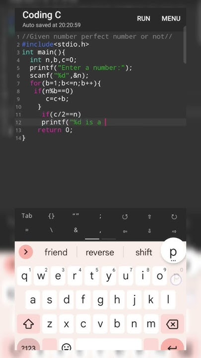 To check number perfect number or not..🌝clanguage #clanguage #beginners #shorts #bca # ...