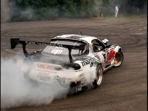 Mad Mike Mazda RX7 Drifts & Huge Burnout & Sounds