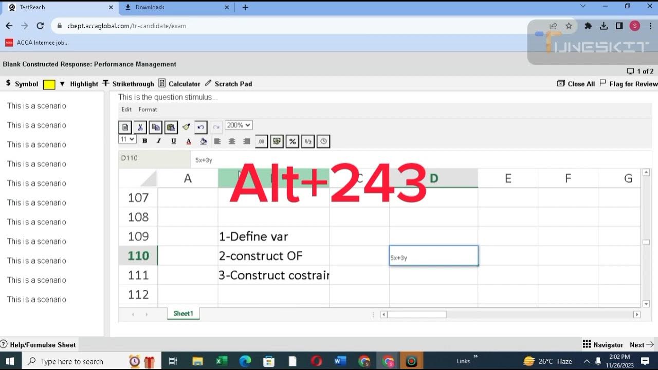 How to insert less than or greater than equal to signs in CBE | linear programming | ACCA PM ...