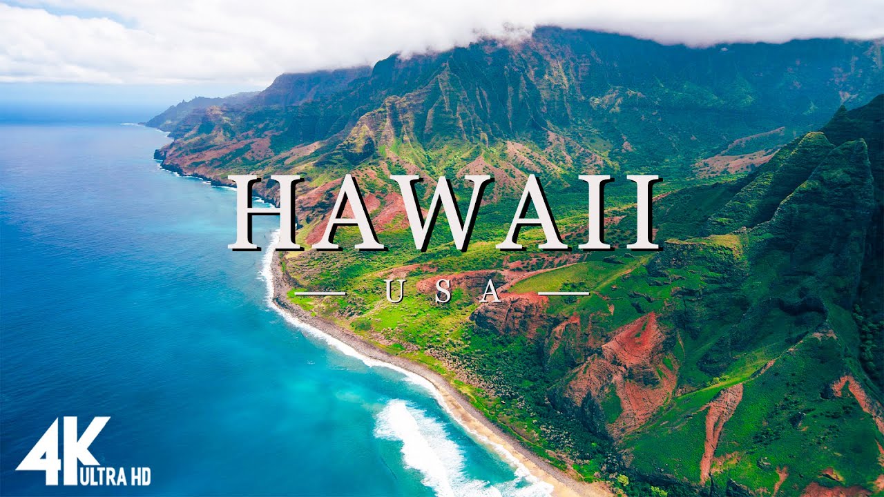 FLYING OVER HAWAII (4K UHD) - Relaxing Music Along With Beautiful ...