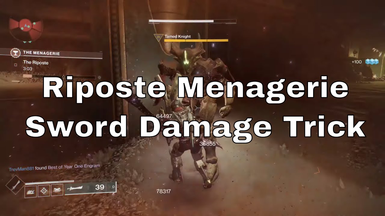 Riposte Menagerie Sword DPS Trick - YouTube