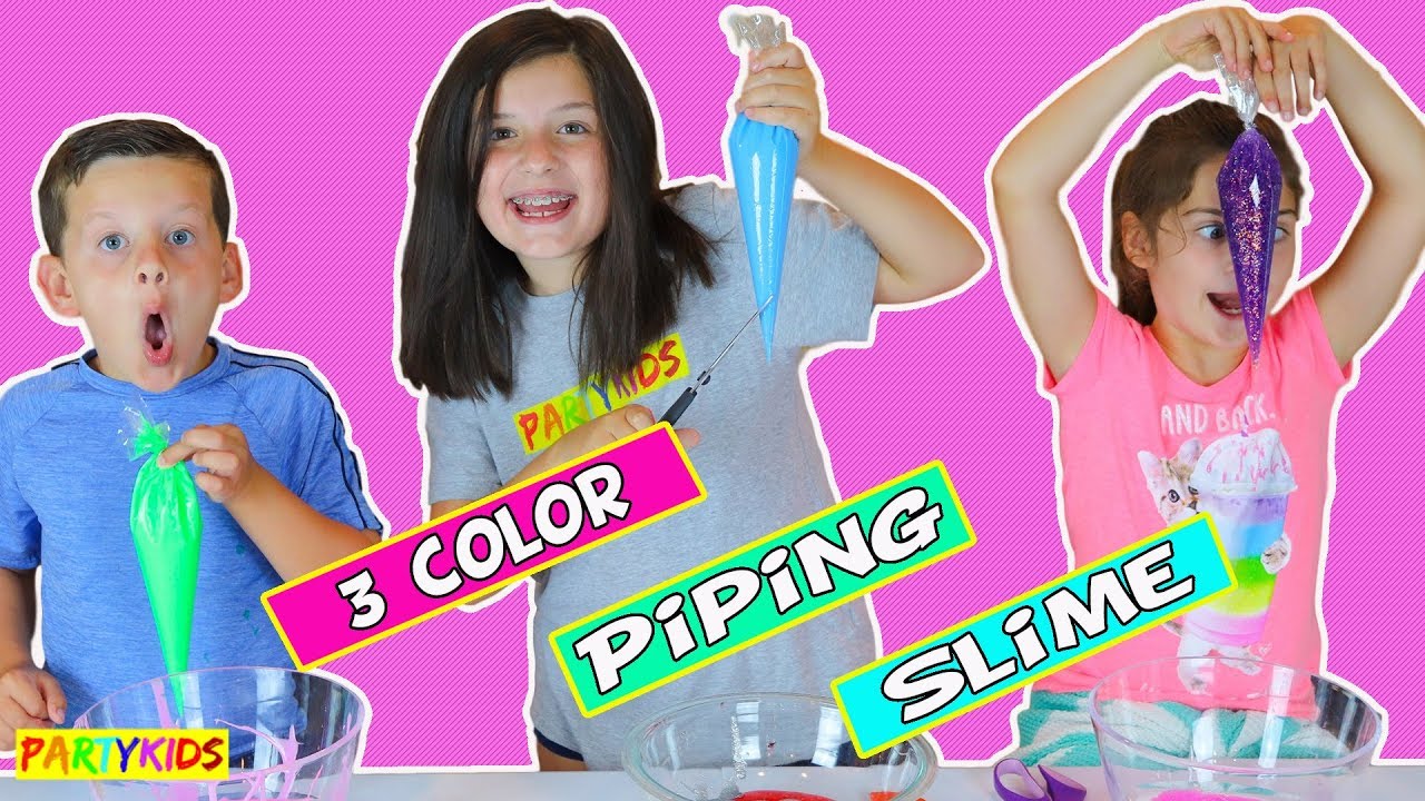 3 color PIPING BAG slime challenge! - YouTube