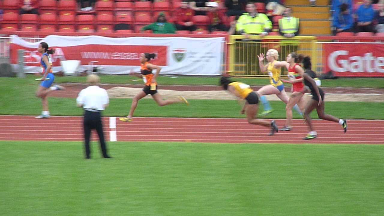 english schools 2012 inter girls 4x100 relay final - YouTube