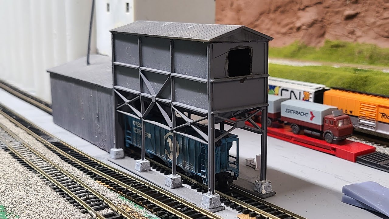 N scale Grain Silo track work done - YouTube