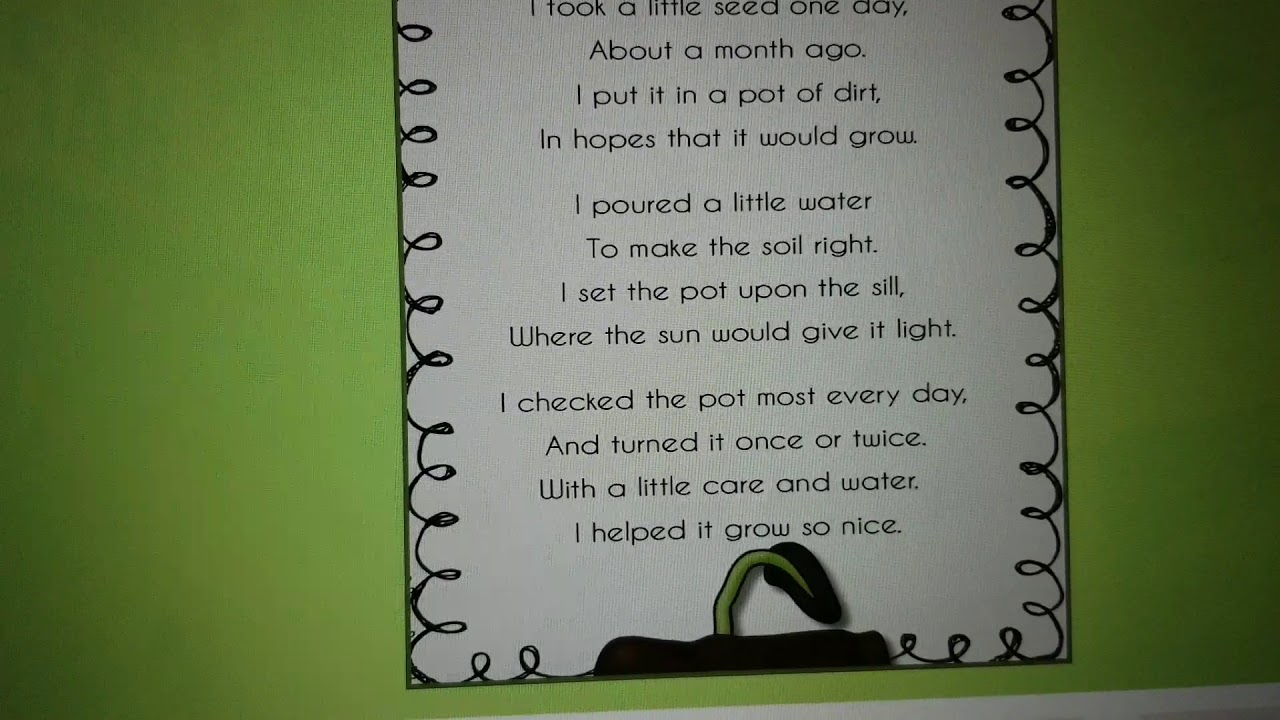 Planting poem read aloud by Ms. Reynolds for Montclair 2nd grade ...