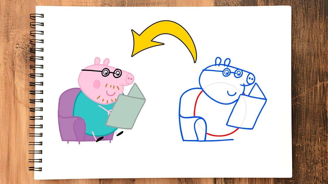 How to draw Peppa Pig's Daddy in 9 steps | Drawing lessons for kids ...