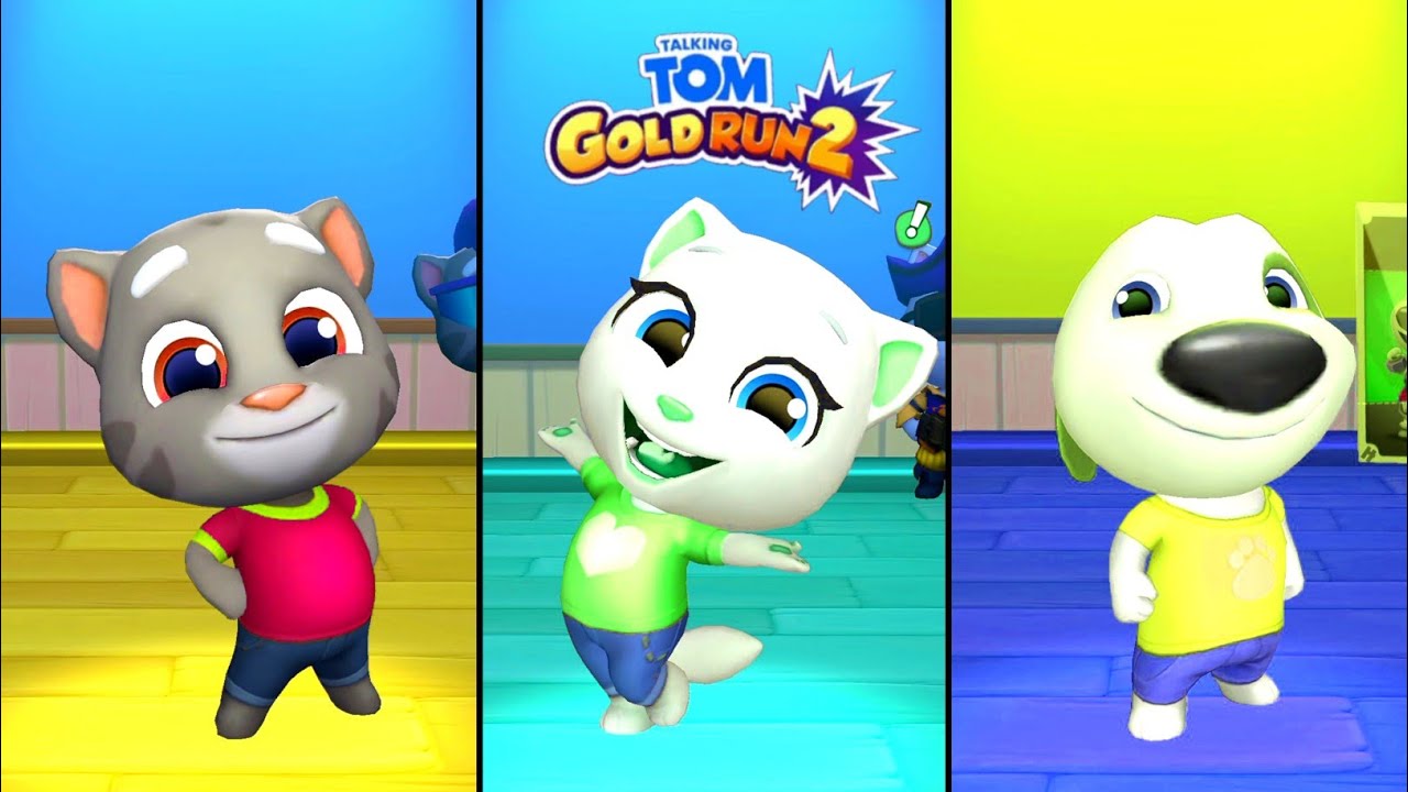 Talking Tom Gold Run 2 - Red Talking Tom VS Green Talking Angela VS ...