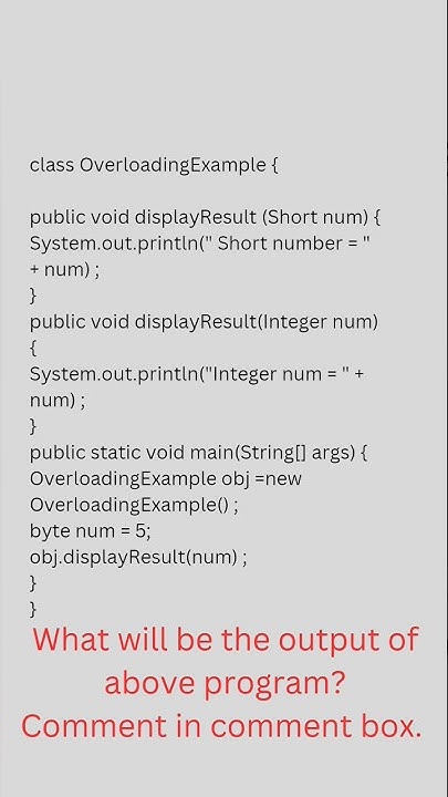 Method Overloading Interview Question | Java Programming Question | Tech IQ Lab #shorts #java ...