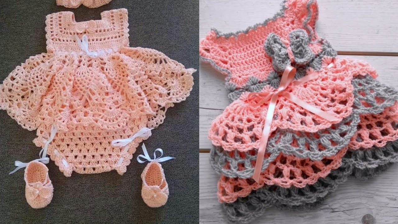 VINTAGE STYLE BEAUTIFUL EASY TO MAKE HANDWORK CROCHET BABY GIRLS FROCK ...