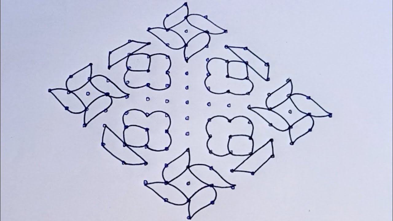 15*1 dots rangoli|beautiful flowers rangoli|easy rangoli|BY THULASI ...