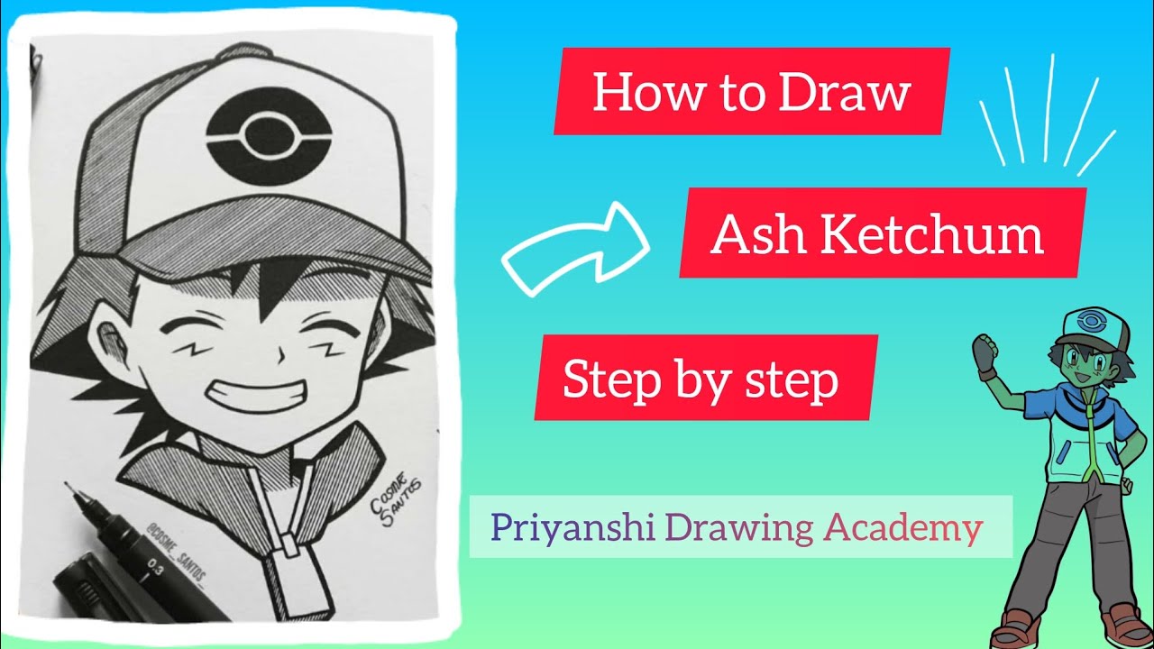 How to Draw Ash Ketchum|| Step by step|| Easy way ...