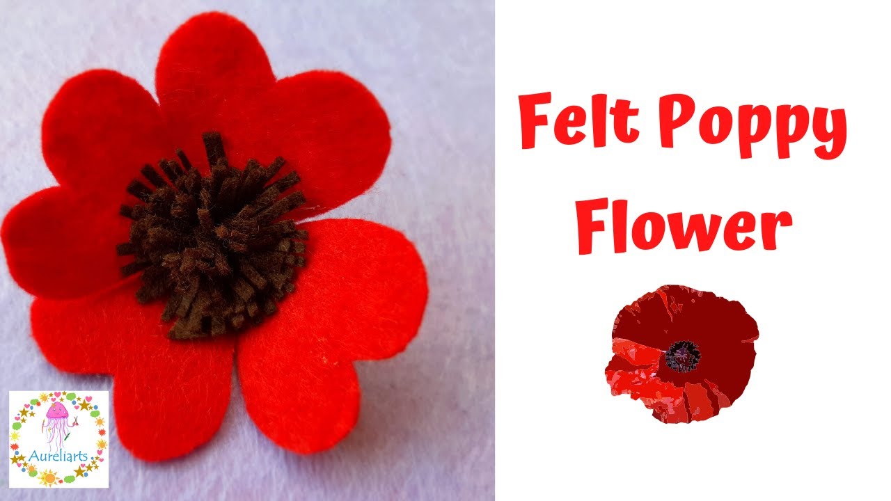 Felt Red Poppy Flower #2 | Spring Crafts | DIY How to make Felt Flower ...