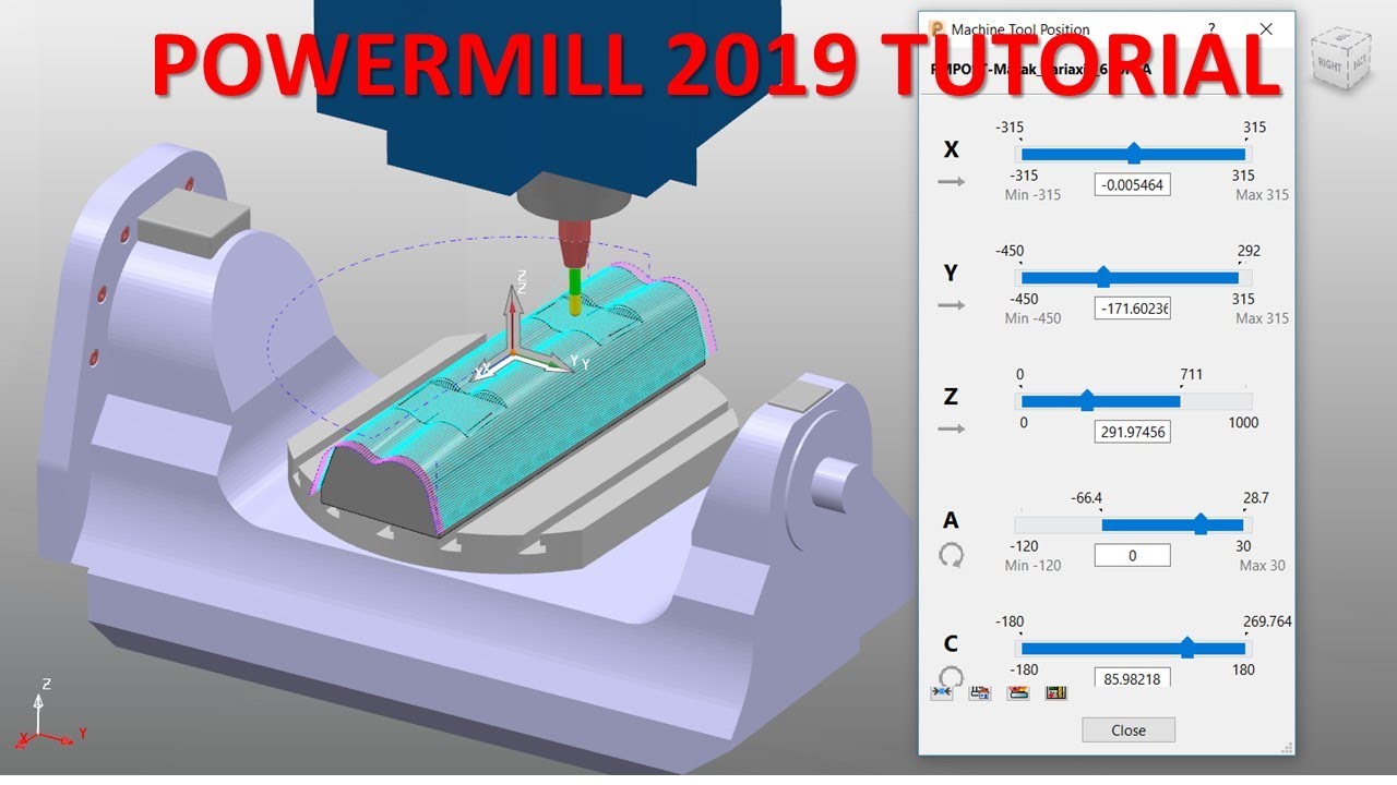 PowerMill 2019 Tutorial 371 |5 Axis Milling Tool Axis Control - Polar ...