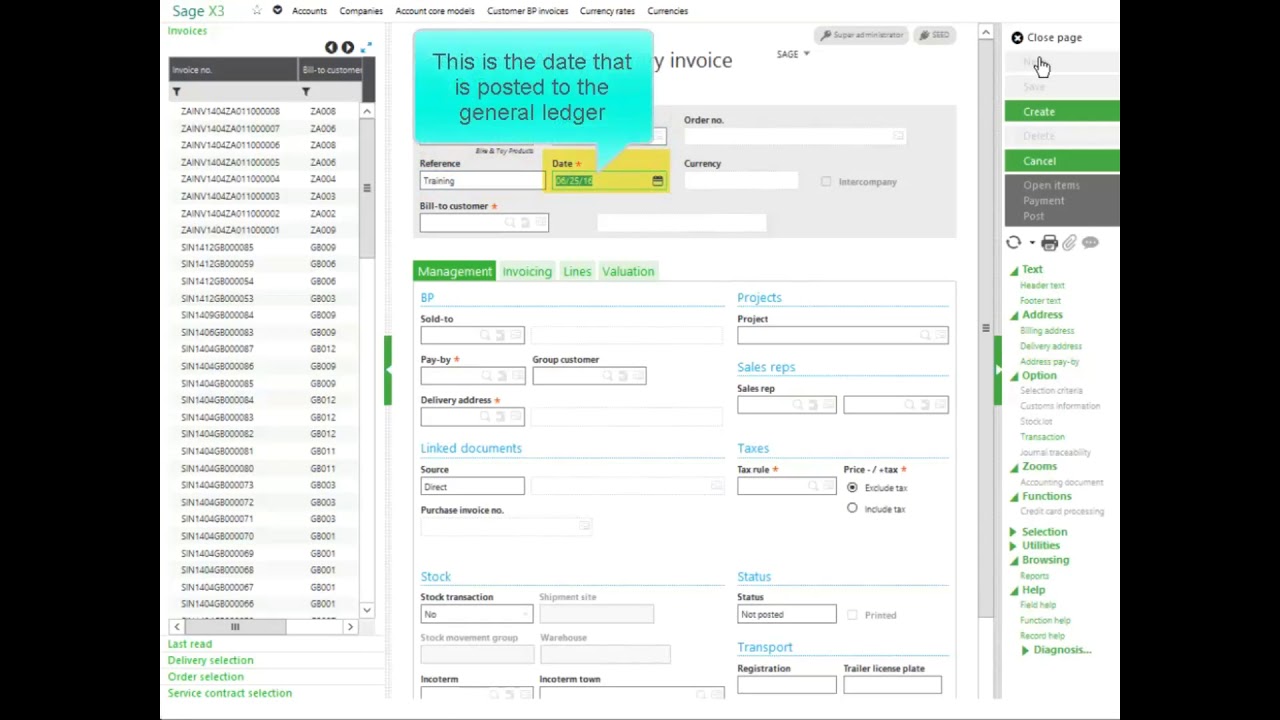Sage X3 - How to Enter Manual Invoices - YouTube