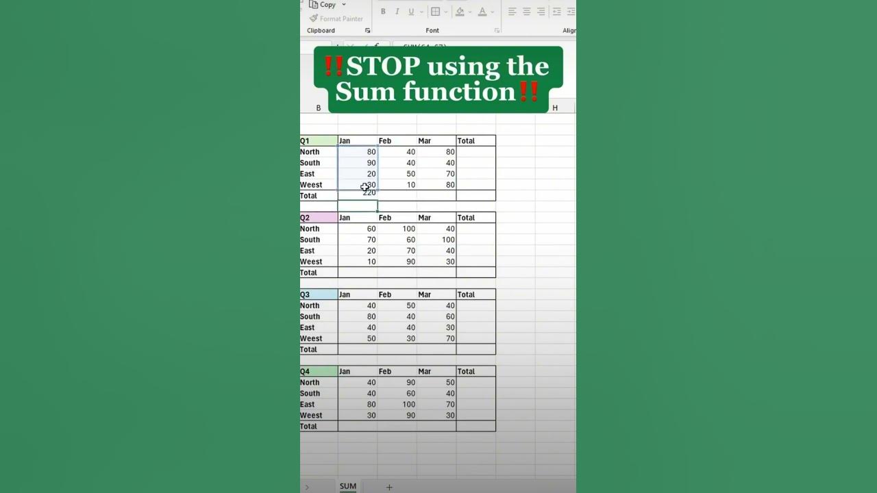 Sum Function In Excel Excel Excelworld Excelshortcuts Exceleverywhere Exceltips Youtube