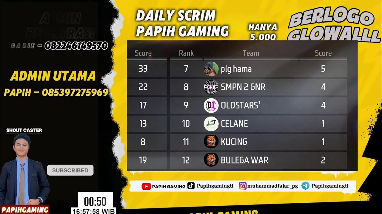 DAILY SCRIM PAPIH GAMING - 13 MEI 2025 SESI SIANG C1 - YouTube