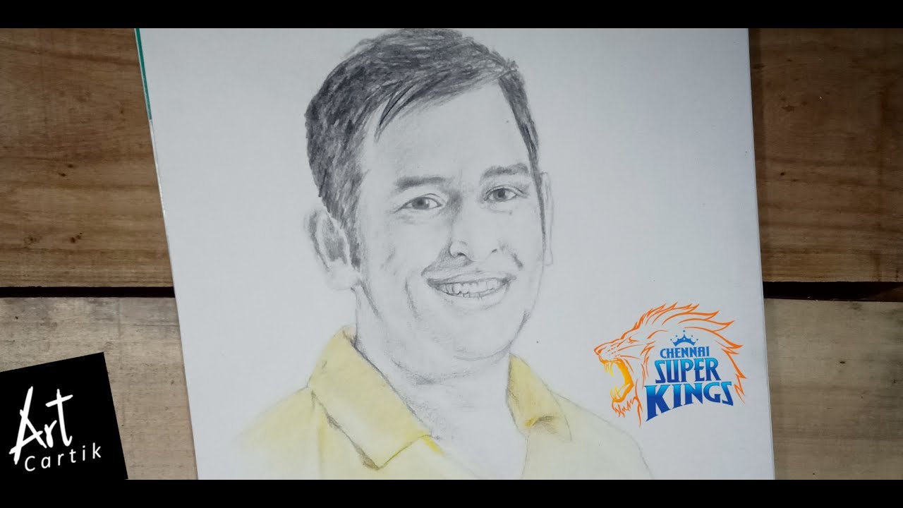 Drawing MS Dhoni | Chennai Super Kings | MS Dhoni | How to Draw ...