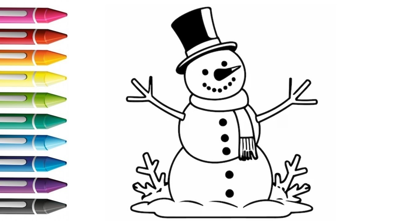 Drawing Ice ️Snow Man For Kids, Painting And Coloring for Kids And ...