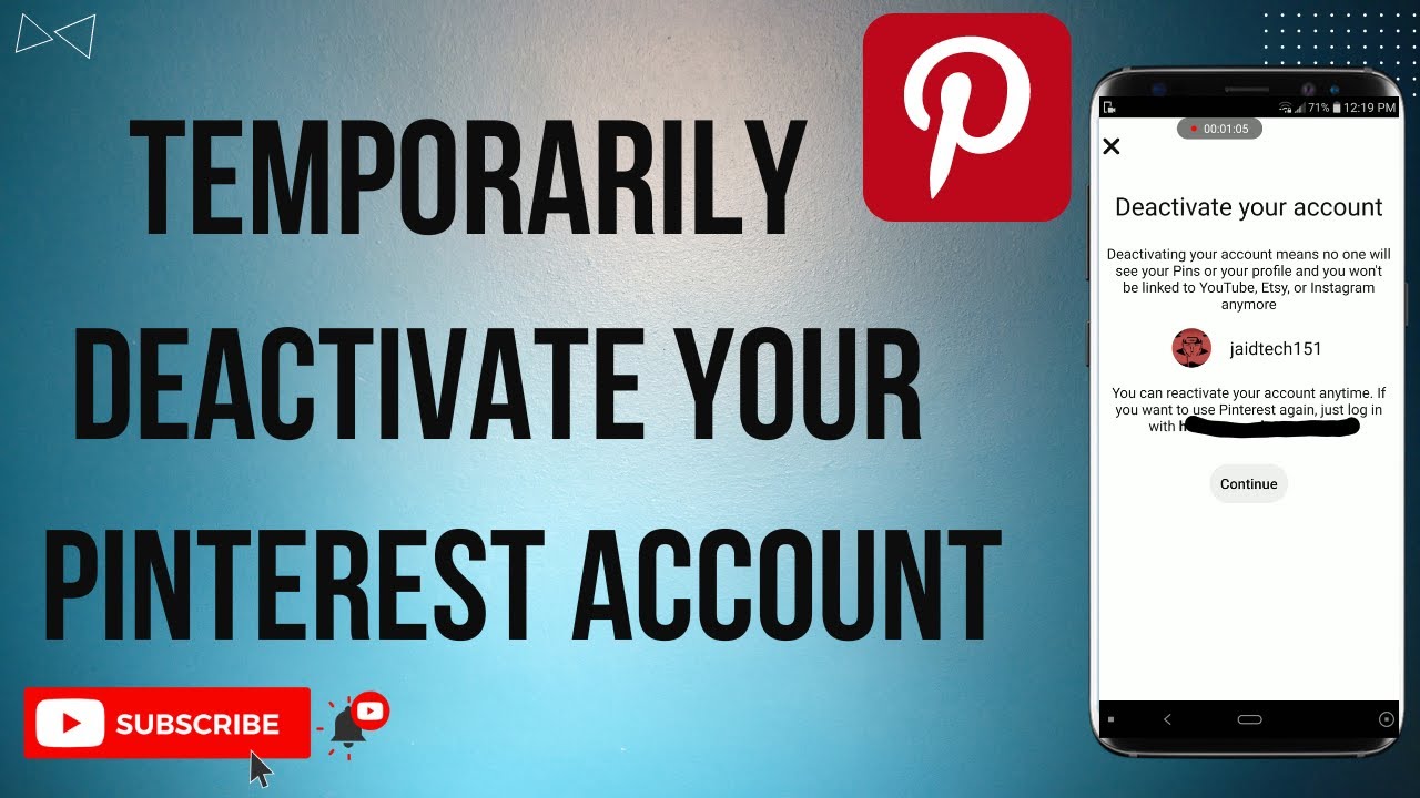 How to Temporarily Deactivate Your Pinterest Account - Pinterest - YouTube