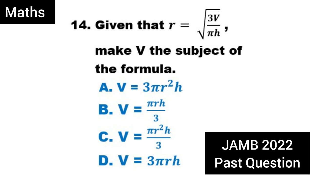 JAMB 2023: (14) |Jamb Mathematics 2022 Past Questions | Complete ...