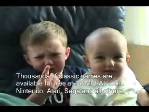Baby bites brothers finger - YouTube