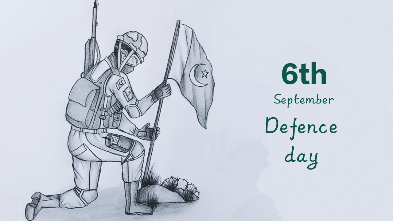 Defence Day Easy Drawing | Pakistan Defence Day| 6th September Pencil ...