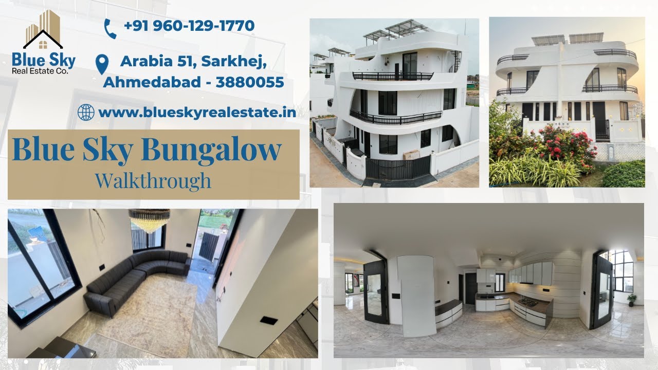 4 Bhk Luxurious #Bungalow for Sale at #Sarkhej #Ahmedabad | Blue Sky Bungalows Walkthrough - YouTube