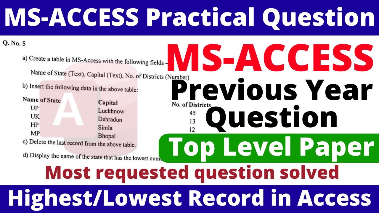 MS Access practical question pdf osssc | Computer Skill Test for PEO ...