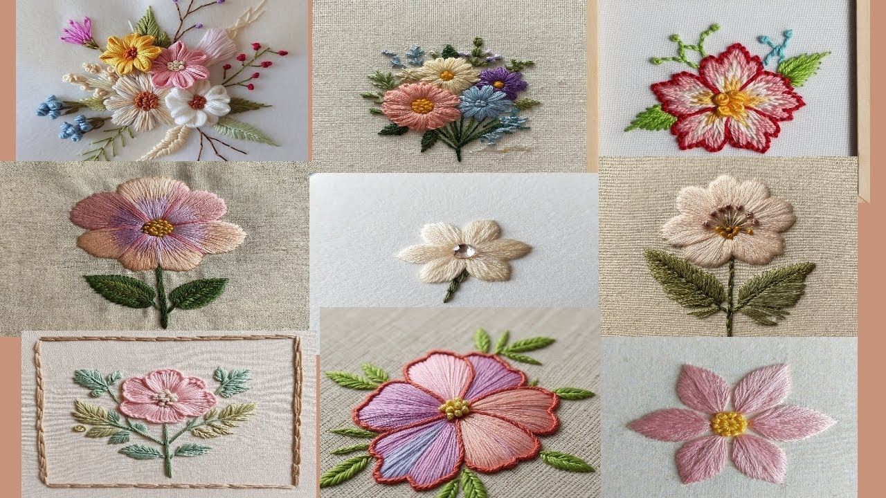 Easy (35) Embroidery small Flowers 🌺🌹 designs ### beautiful colour ...