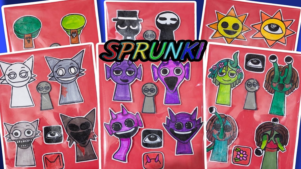 😱INCREDIBOX SPRUNKIES Sticker Book 🎹🎧 All Characters Sprunki PHASE 1~4 ...