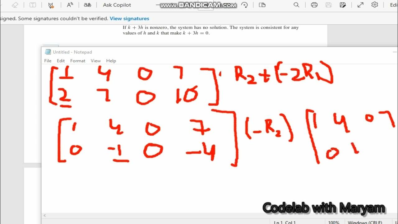 1.2 || Row reduction and echelon form in linear algebra|| Guess elimination method || with ...