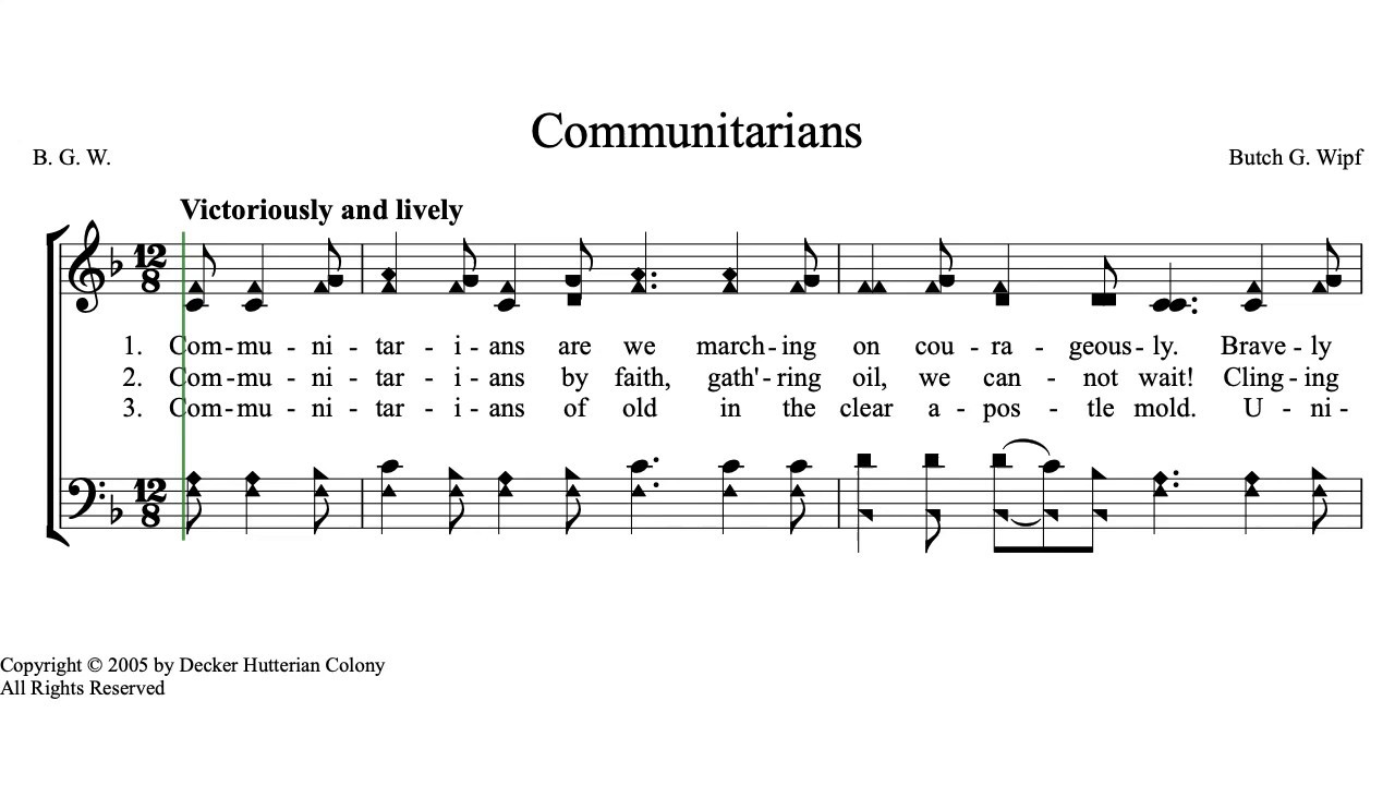 Communitarians by Butch G. Wipf (a Hutterite Hymn) - YouTube