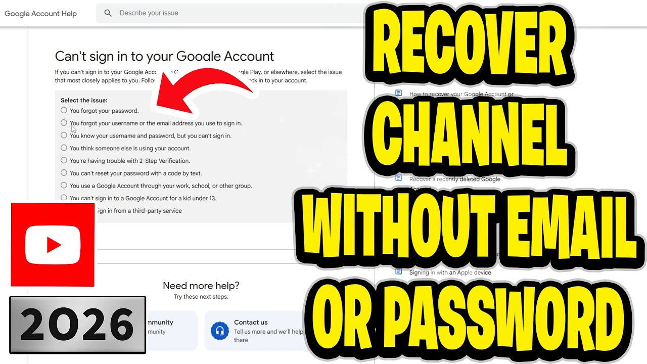 How to Recover Old YouTube Channel WITHOUT Email AND Password - 2026 ...