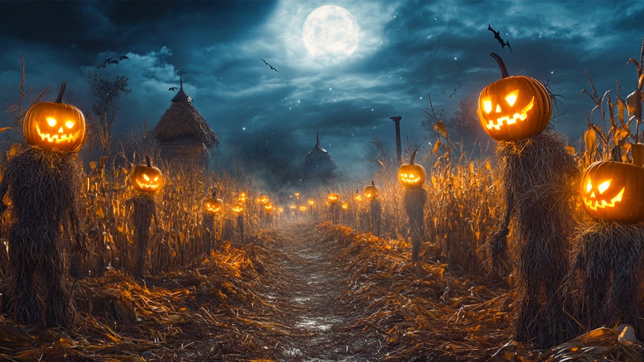 Best Halloween Music 2024 🎃Halloween Spooky Field: Scarecrow, Leaves ...