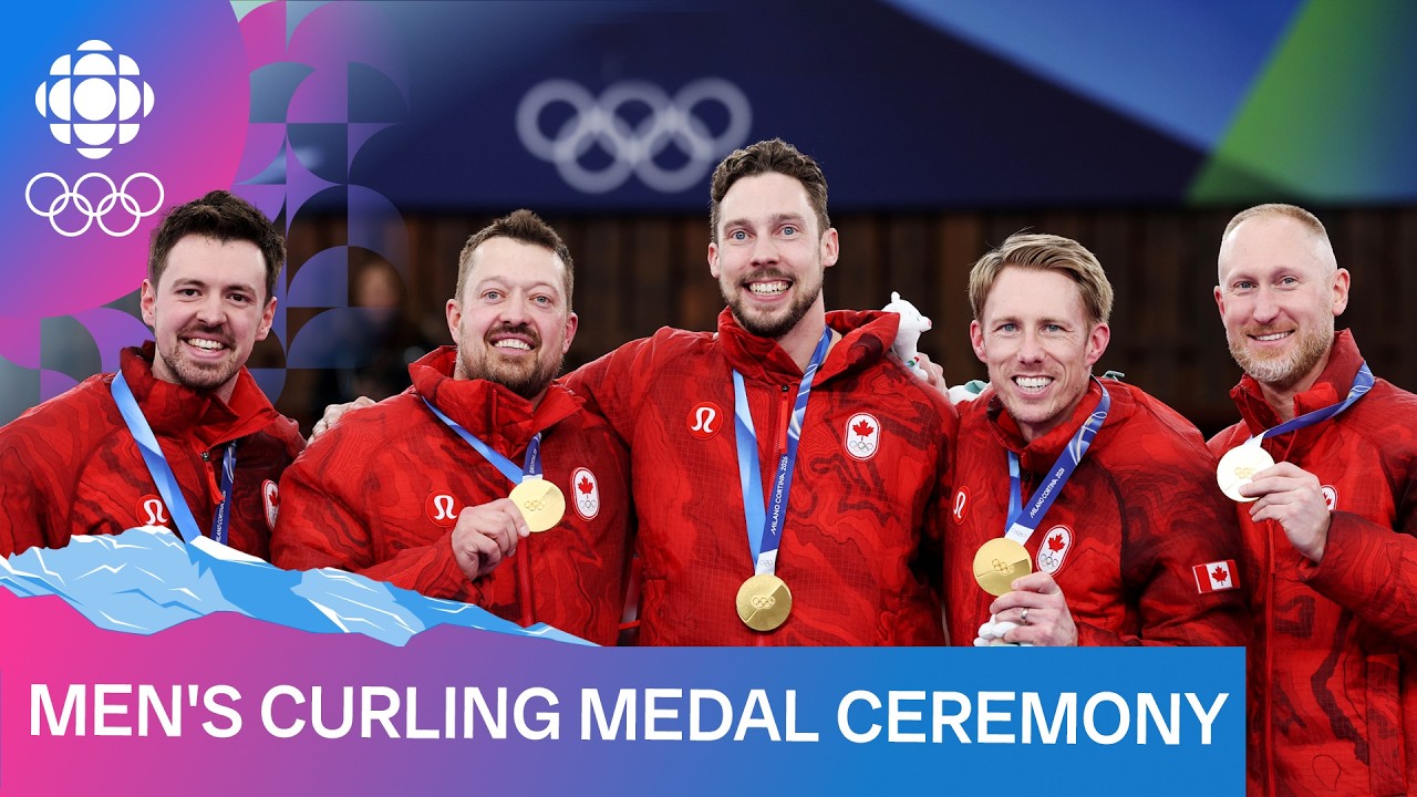 Men's curling medal ceremony featuring Canada atop the podium! | Milano ...