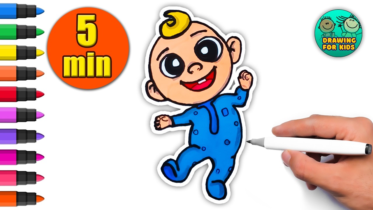 How to Draw and Color JJ from Cocomelon in 5 Min👶drawing for kids - YouTube