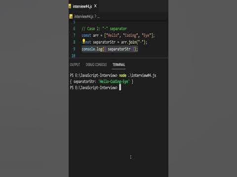 Array join() Method in JavaScript Part-02 | JS Interview Questions #4 | #shorts #short #js # ...