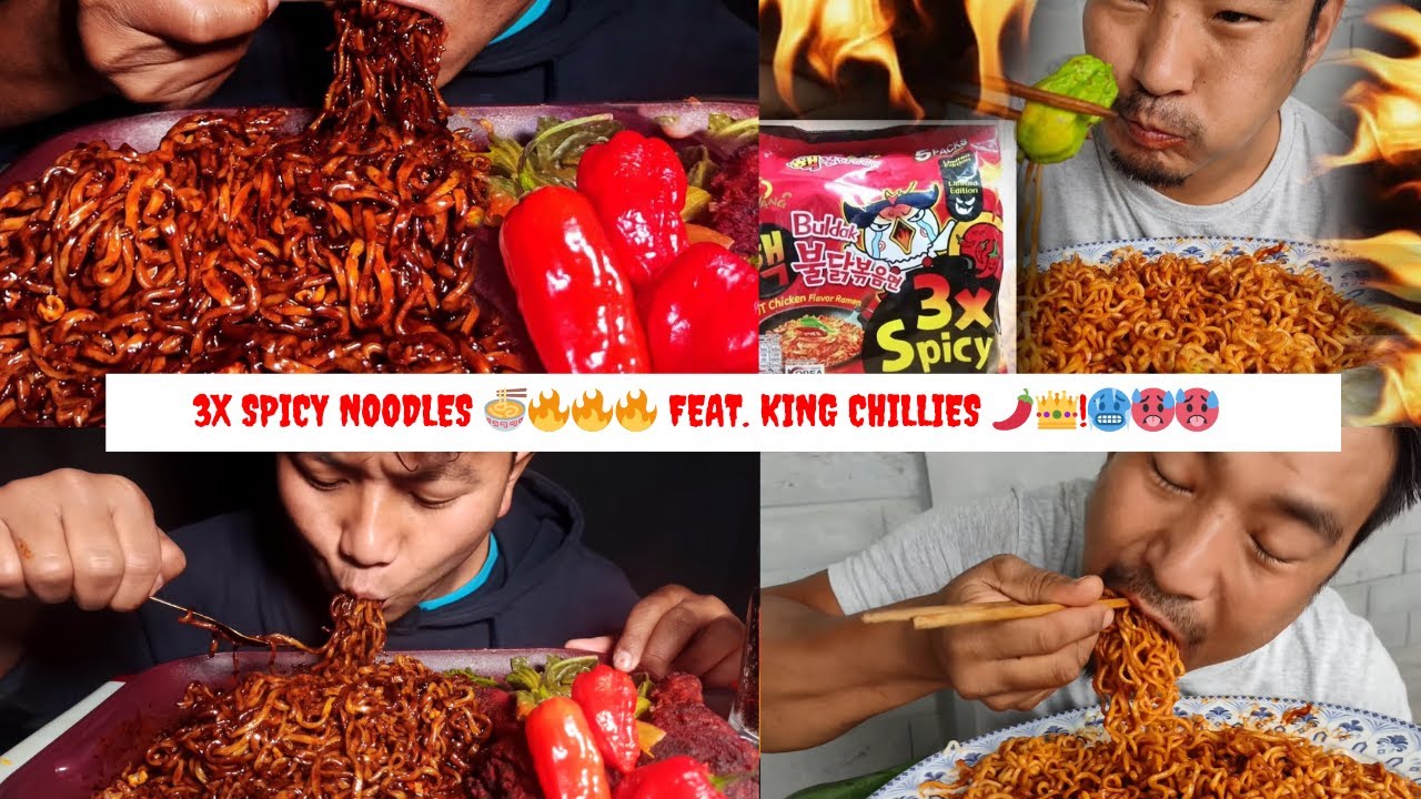 Northeast folks trying spicy noodles ramen 🍜🔥 with hot red king ...