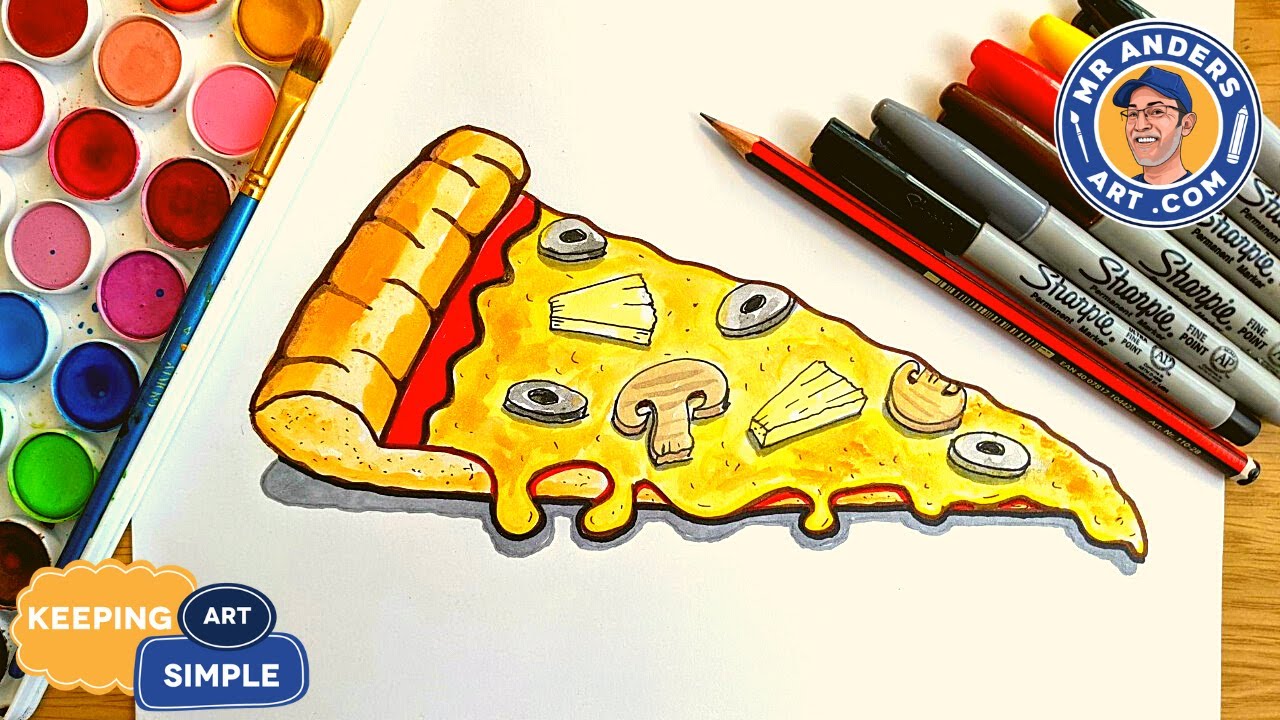 Simple step by step video about how to draw a slice of pizza. - YouTube