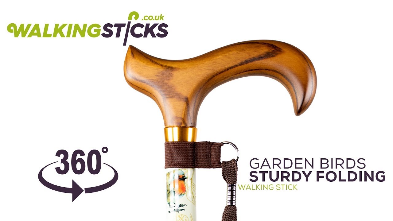 Height-Adjustable Garden Birds Sturdy Folding Walking Stick ...